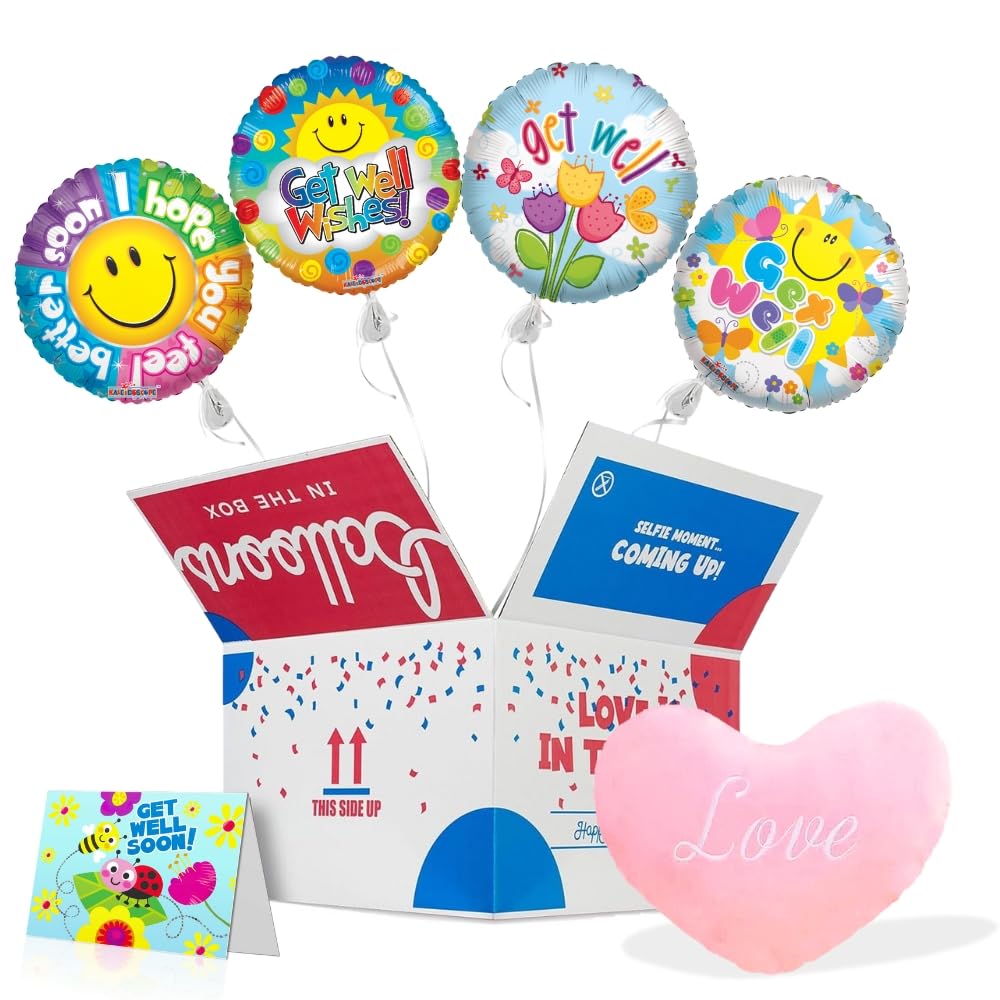 Amazon.com: Exciting Get Well Soon Balloon Bouquet Surprise Box ...