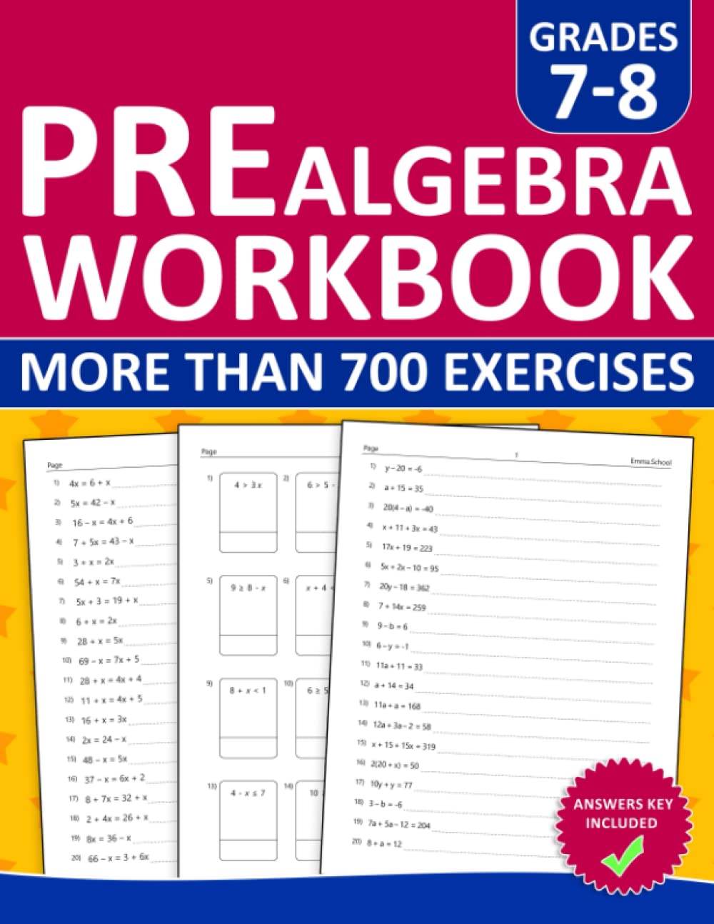 Pre Algebra Workbook For Grades 7-8: Pre Algebra Practice Workbook For ...