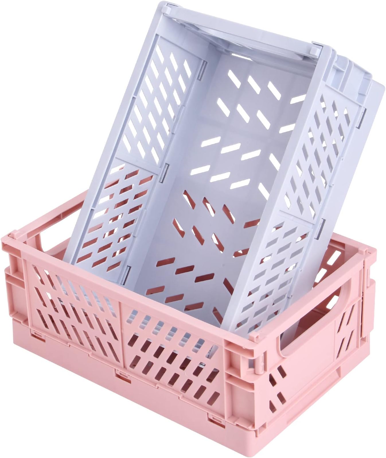 Amazon.com: 2-Pack Pastel Storage Crates, Medium Plastic Crates,Folding ...