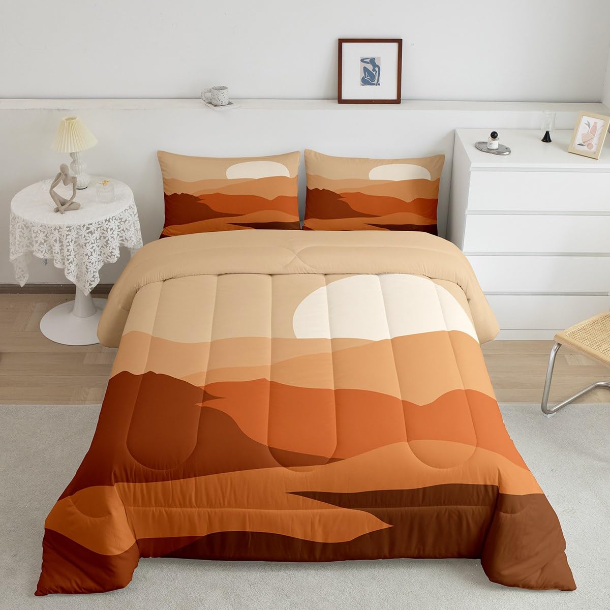 Amazon.com: Erosebridal Mid Century Comforter Set Queen Modern Bedding Set Abstract Minimalist ...