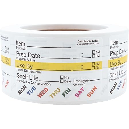 Amazon.com : 500 Dissolvable Food Prep Labels - Restaurant Quality Food ...