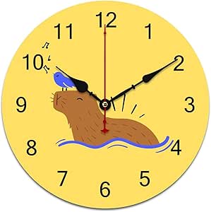 Amazon.com: LynaRei Cartoon Capybara with Singing Bird Wall Clock ...