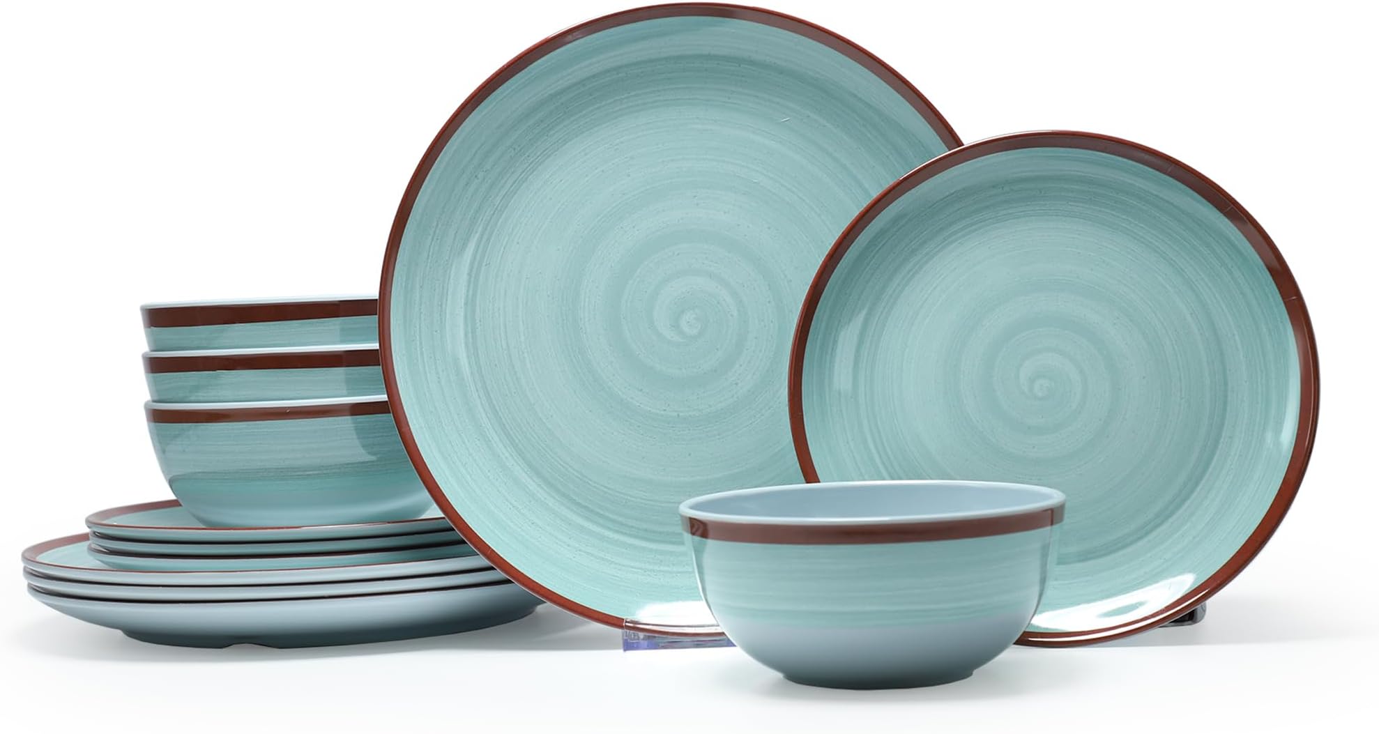 Amazon.com: Melamine Blue/Green Sea Life 12-Piece Dinnerware set - 4 ...