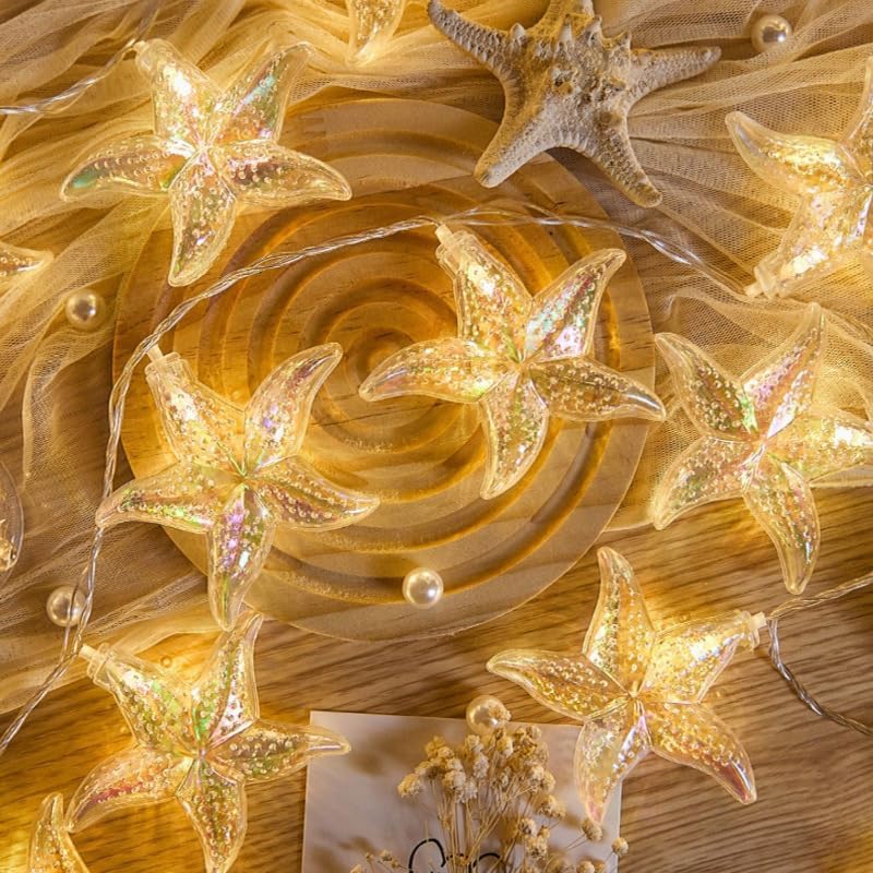 AMZSTAR Beach shell string lights, 10 foot ocean themed decoration with ...