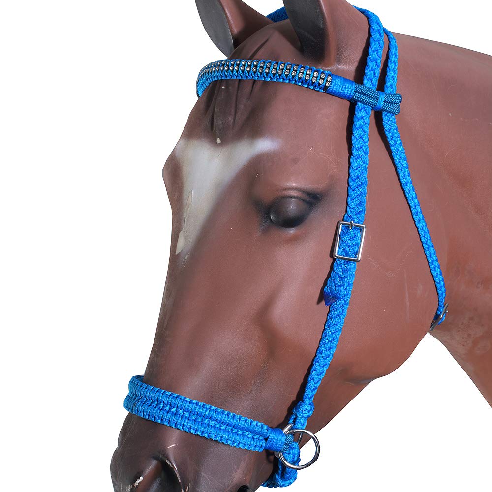 HILASON Flat Braided Paracord Horse Headstall Bridle Red W/ Crystals ...