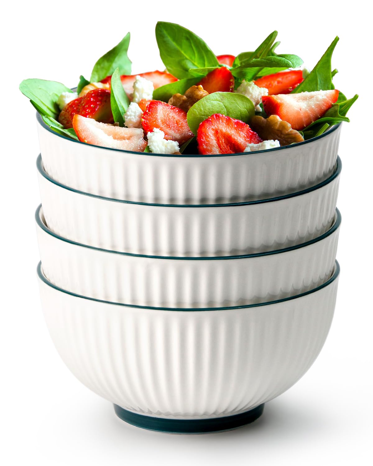 NUTRIUPS White Ceramic Cereal Bowl, 750ml Stackable Soup Bowls ...