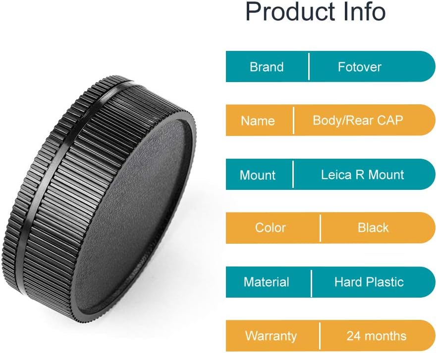 Fotover Body Cap and Lens Rear Cap Cover Replacement Set for Leica R ...