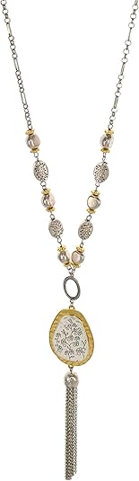 Amazon.com: Ruby Rd. Silver and Gold Beaded Long Pendant Necklace for ...