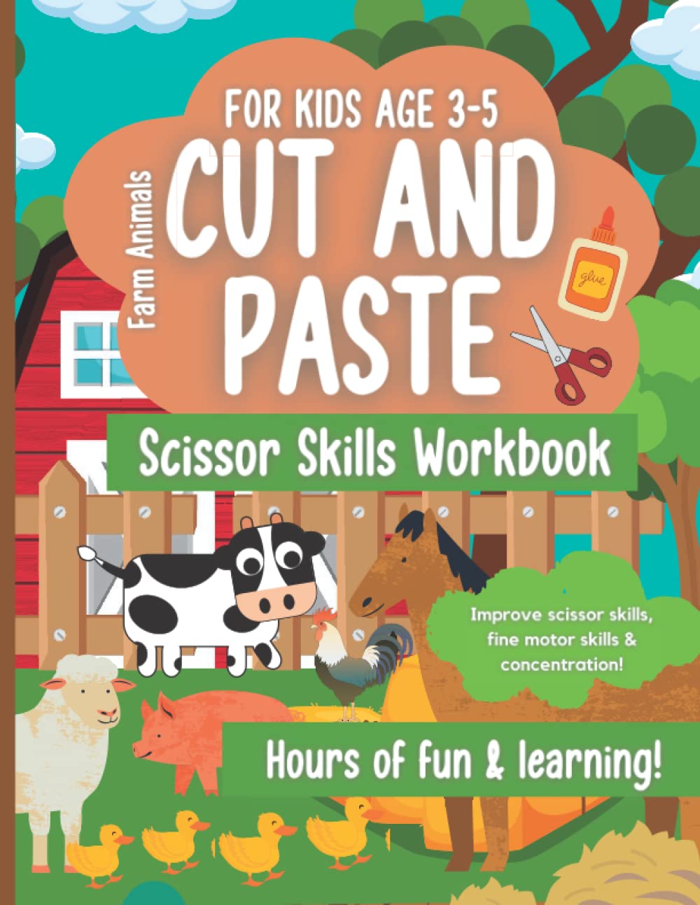 CUT AND PASTE SCISSOR SKILLS ACTIVITY WORKBOOK | FOR KIDS AGE 3-5, 4-8 ...