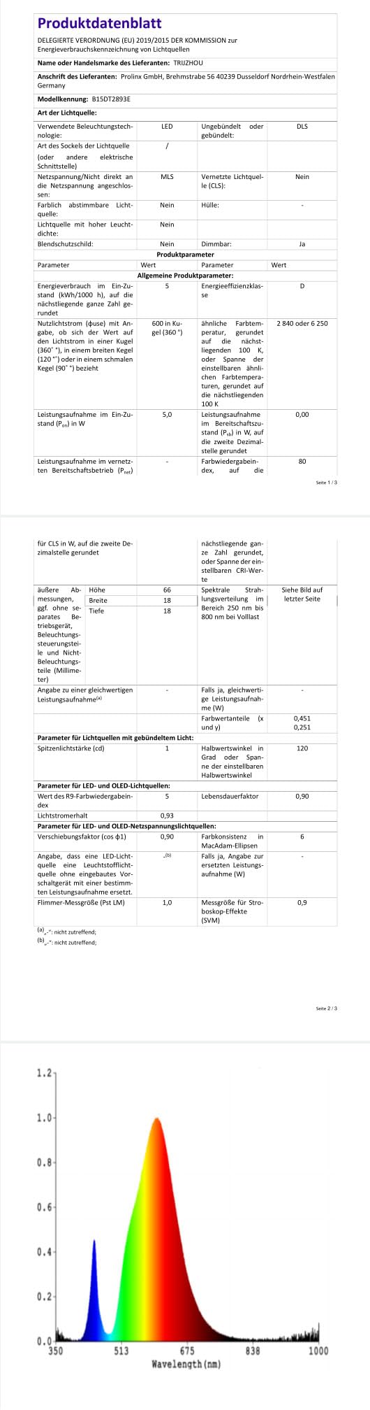 Akynite B15d LED Dimmbar 6W Warmweiß 3000K, Doppelkontakt, 600LM, AC ...