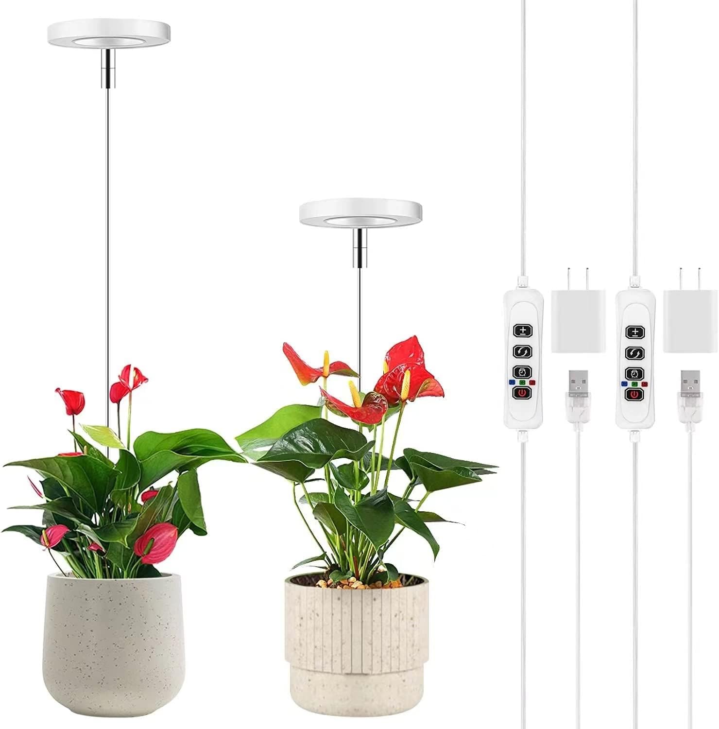 VASLON 2 Pack Grow Light, Full Spectrum LED Plant Light for Indoor ...