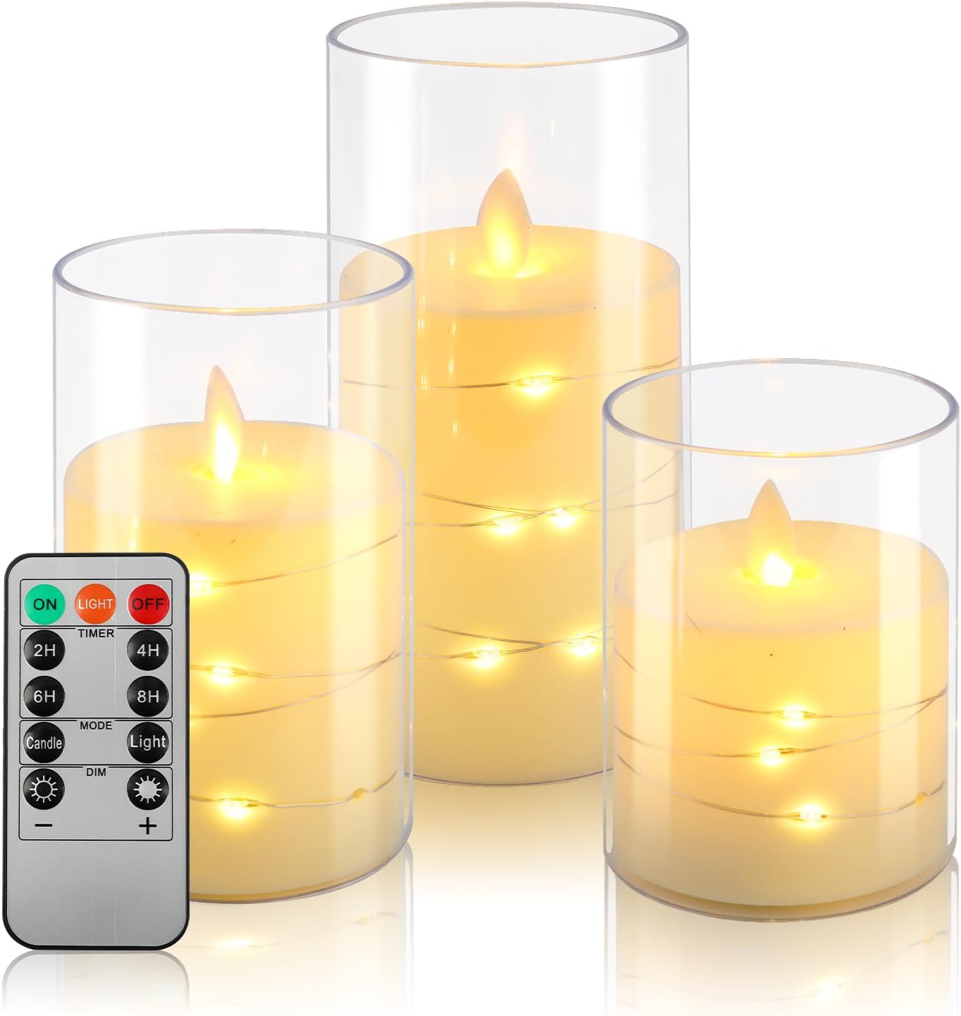 LED Flameless Candle, AngKng Flickering Candles with Remote Control and ...