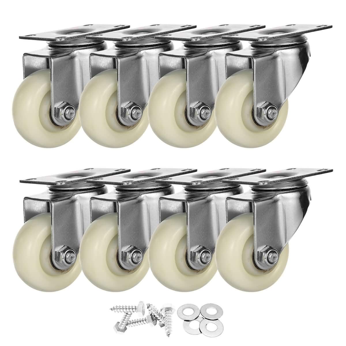 Factorduty 3 Inch Plate Caster Wheel White Nylon Wheels Premium Non ...