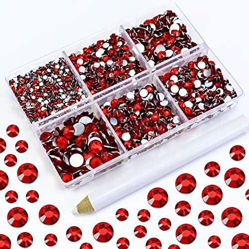 Amazon.com: OUTUXED 5040pcs Red Flatback Rhinestones for Crafting ...