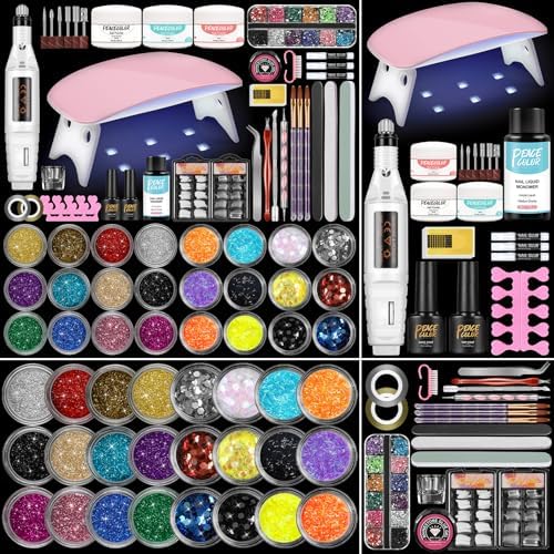Amazon.com: Acrylic Nail Kit With Drill, 4 Color Acrylic Powder and 3 ...