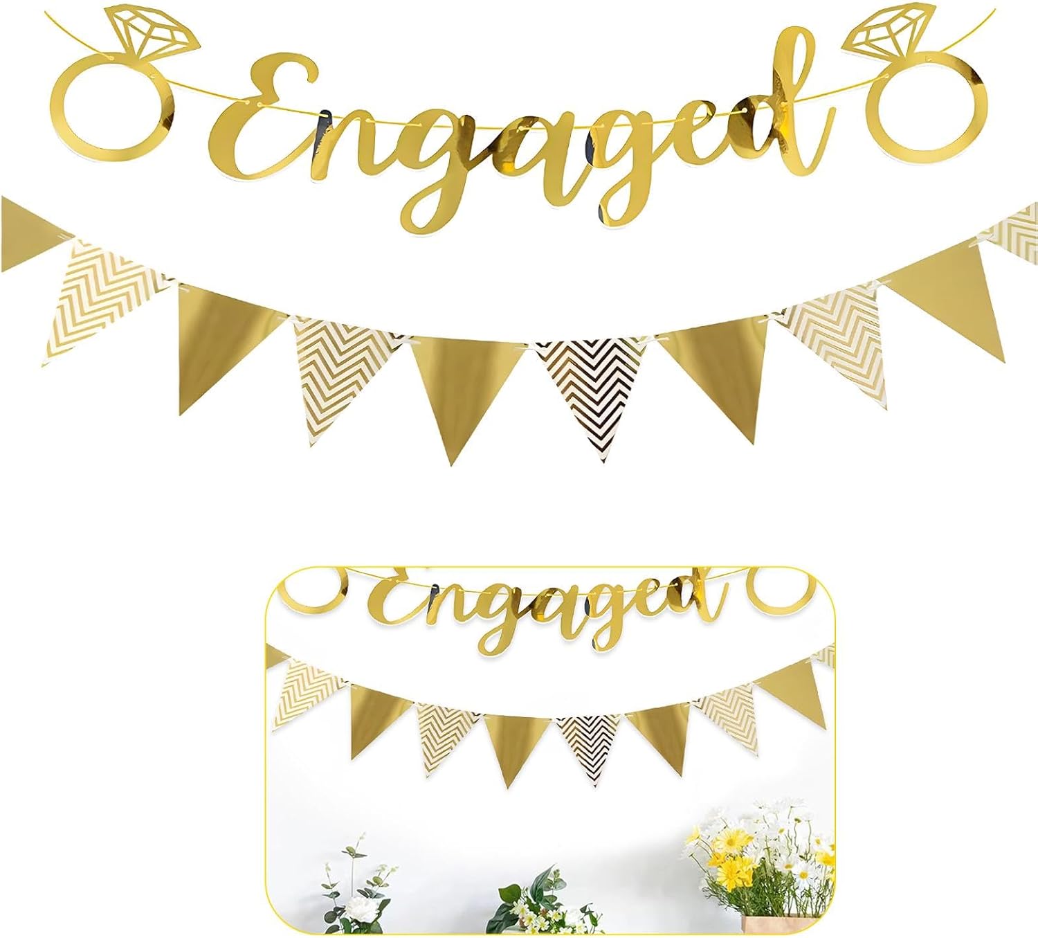 Engaged Banner, Congratulations Banner, Gold Glitter Congratulations ...