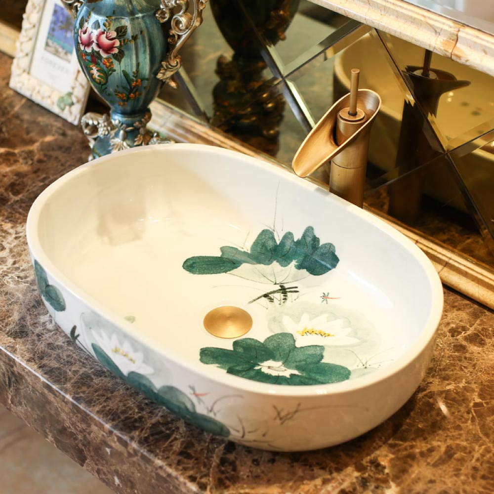 Buy ABDD Countertop Basin Ceramic Art Basin Sink Above Counter Basin ...