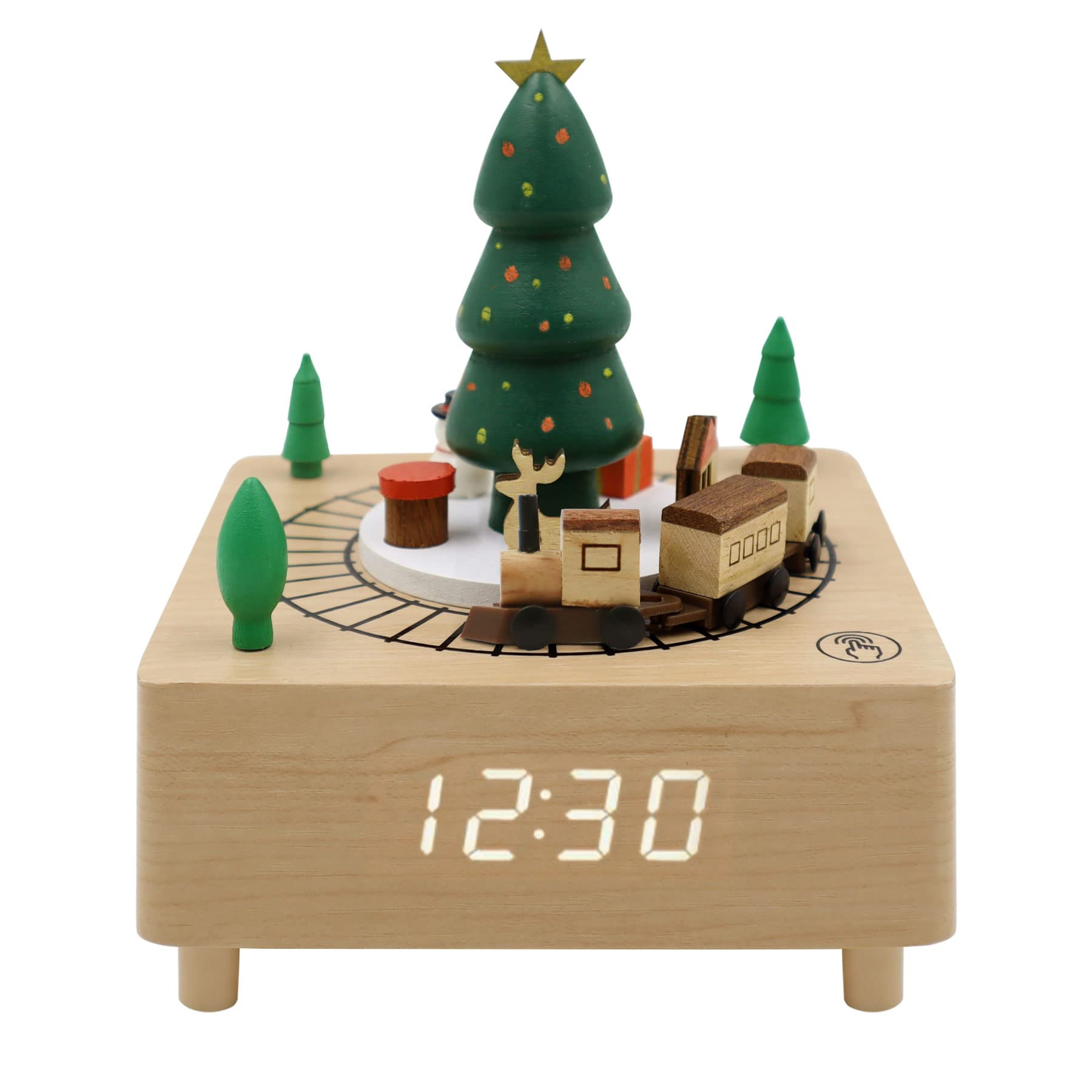Amazon.com: OCT17 Christmas Wooden Music Box Alarm Clock,Christmas ...