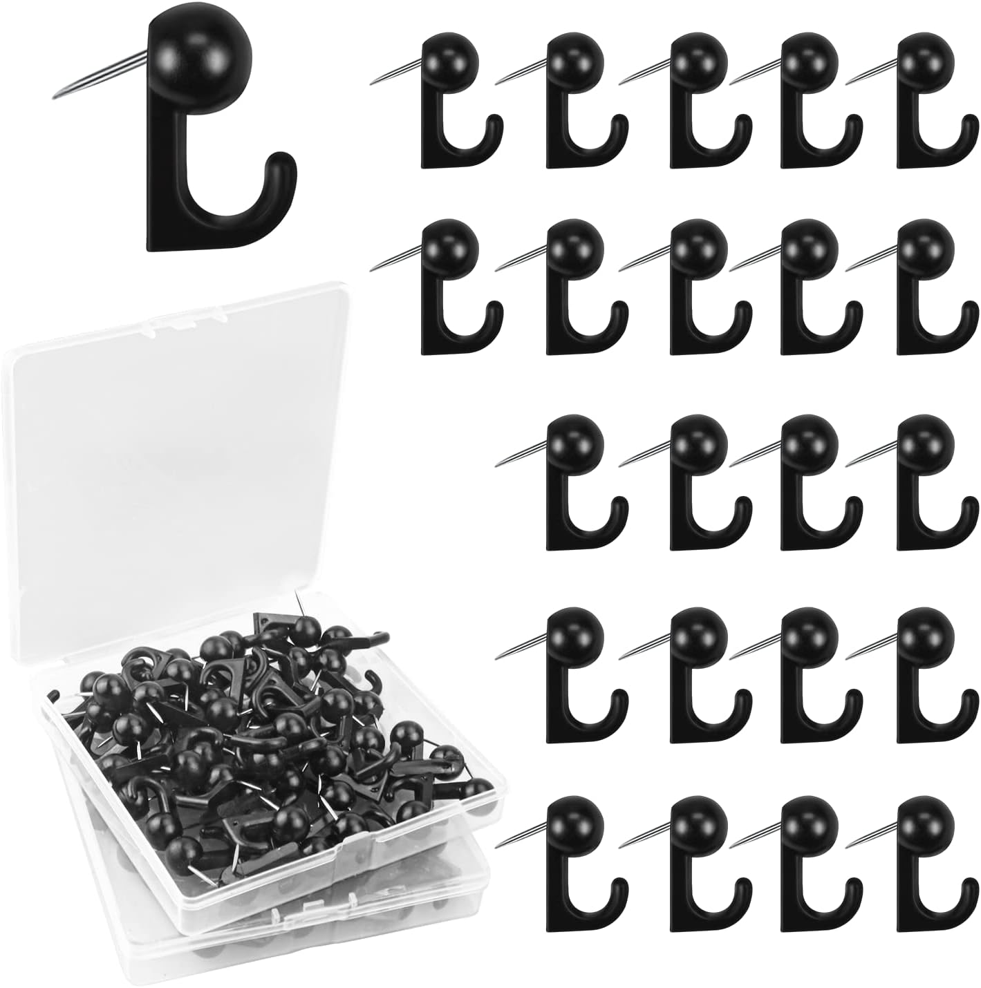 Amazon.com : Tenare 50 Pieces Push Pin Hooks Plastic Heads Pin Tacks ...