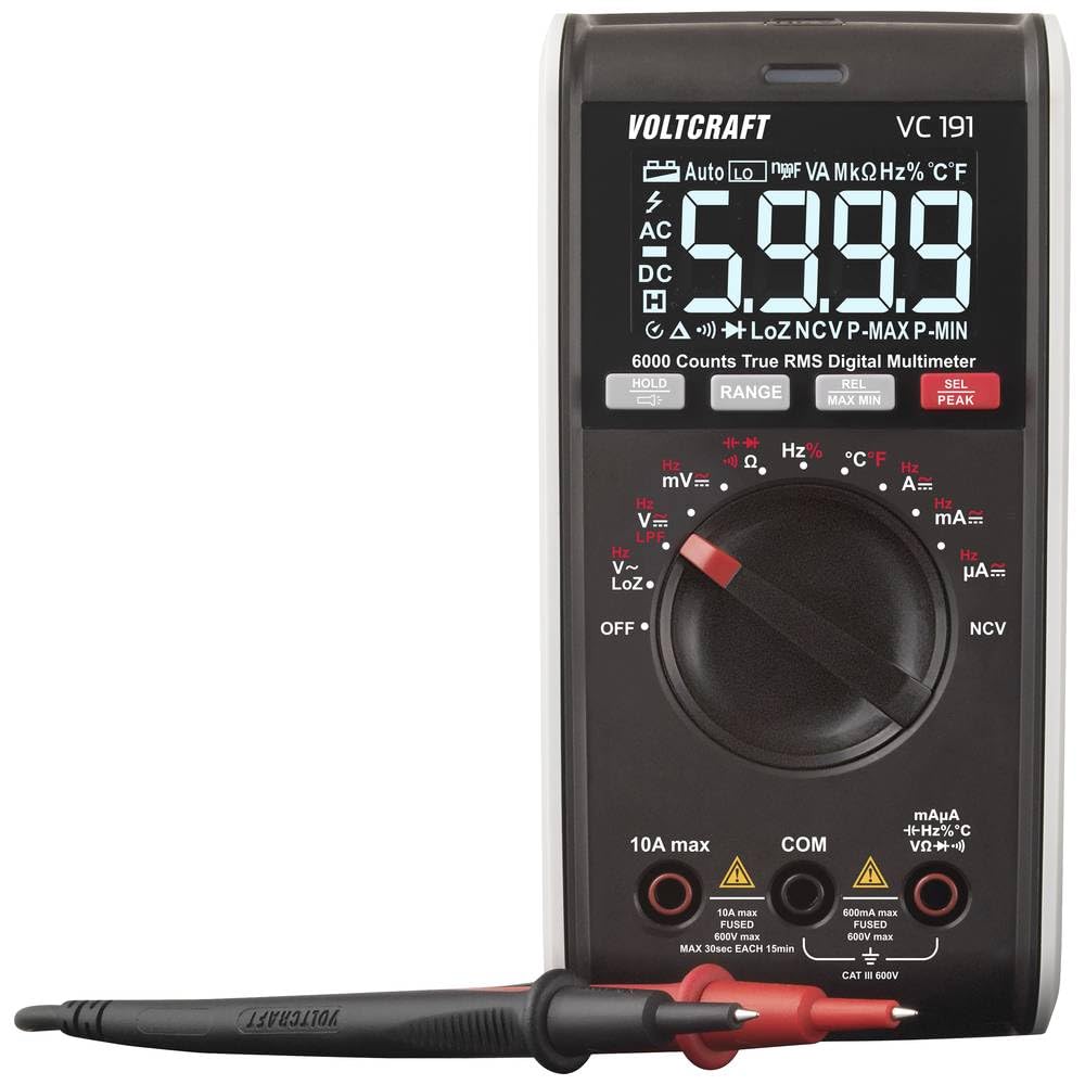 Voltcraft Digital True RMS Multimeter, VC191, CAT III 600 V, 6000 ...