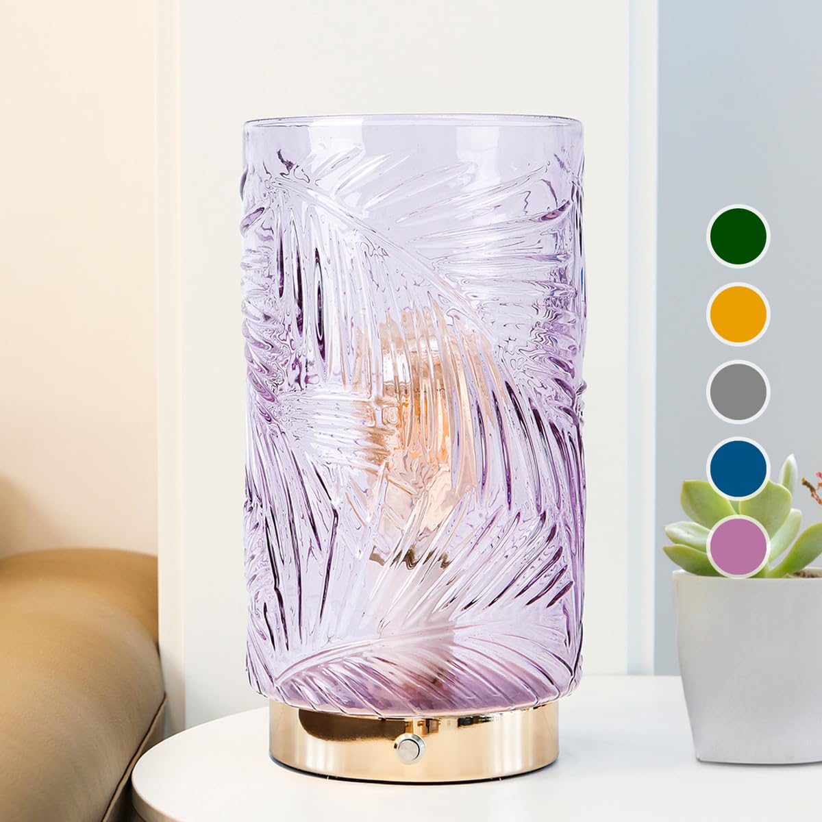 Cordless Dimmable Glass Table Lamp with Timer, Accent Rechargeable ...