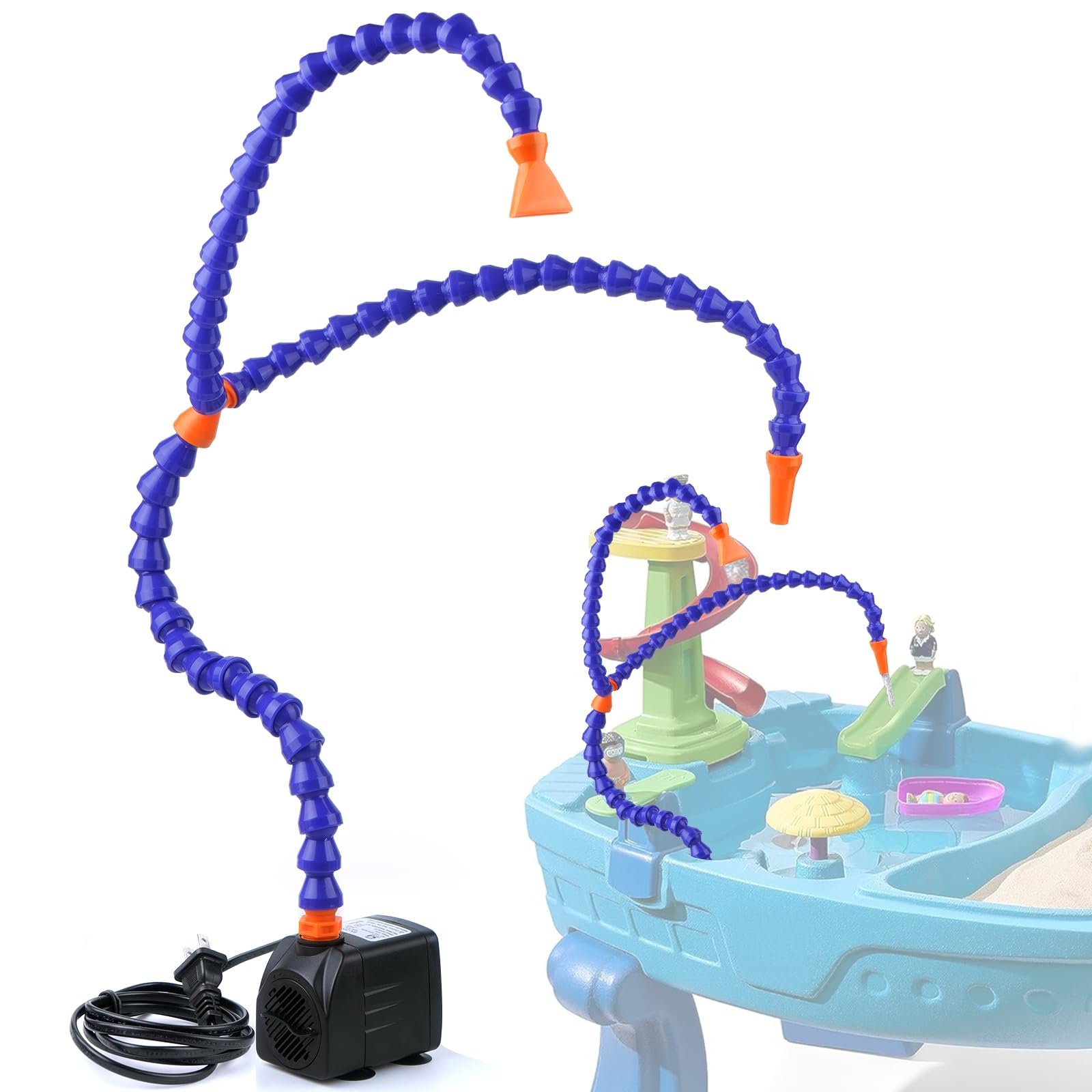 Water Table Pump Kids Sand Water Play with Double Water Pipe Splash ...