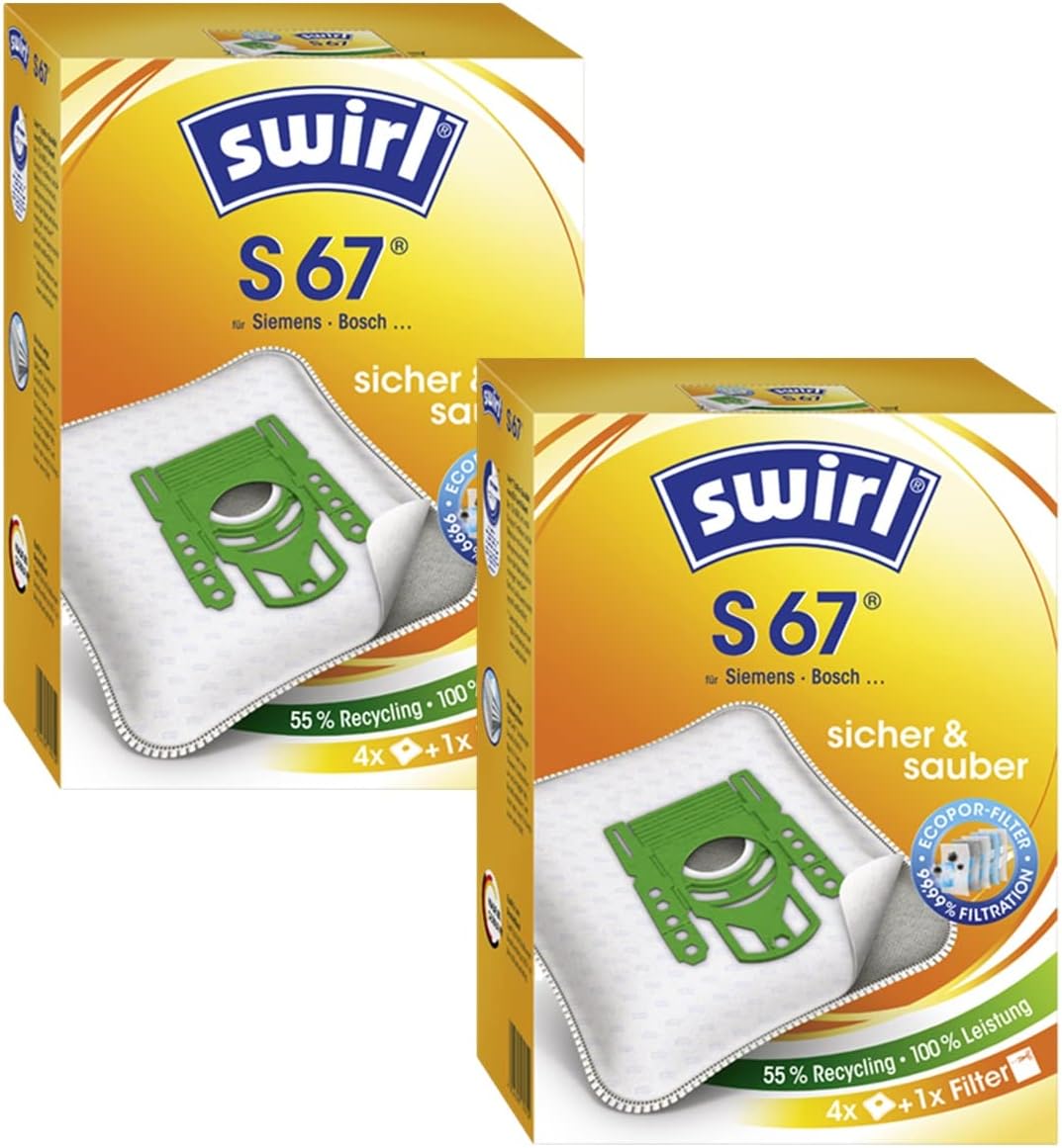 Amazon.de: Swirl S 67 EcoPor Staubsaugerbeutel für Siemens, Bosch, 4 Beutel