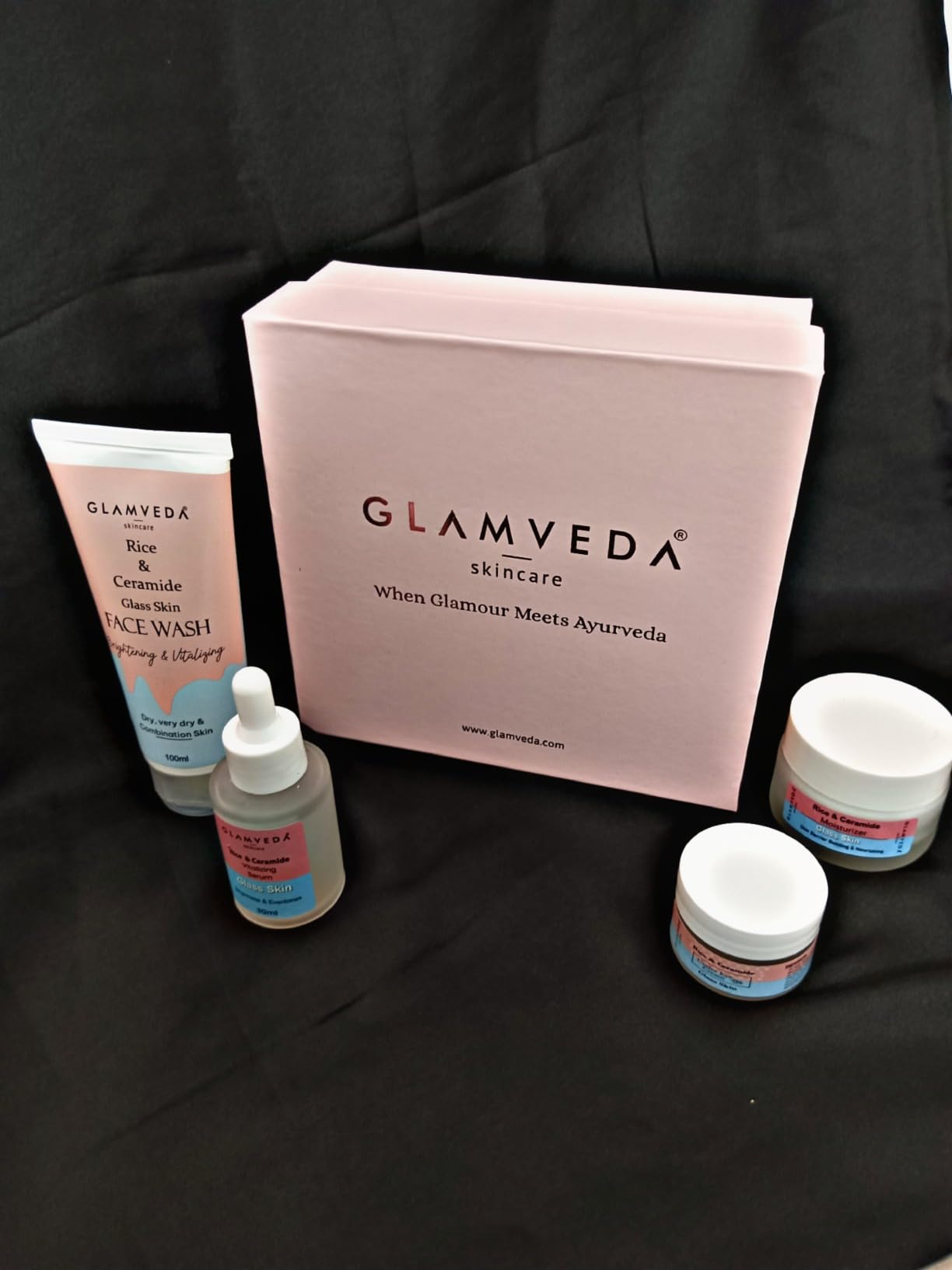 Glamveda Rice & Ceramide 4 Step Daily Skincare Routine Gift Box | Face ...