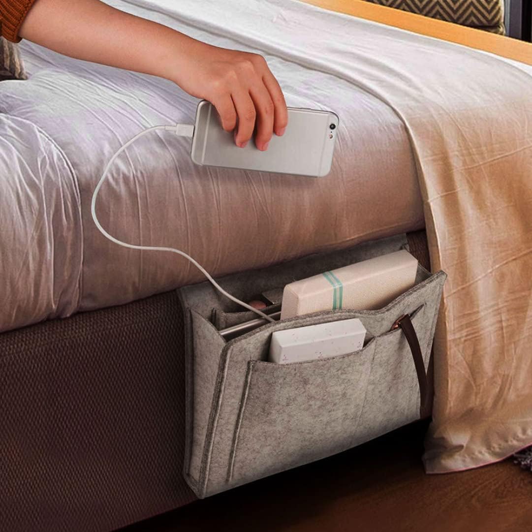 Amazon.com: Jorzer Bed Pockets, Bedside Felt Bag Bed Hanging Storage ...