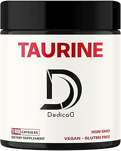 1500mg Premium Taurine Supplement - 180 Capsules for Eye Support, Heart ...