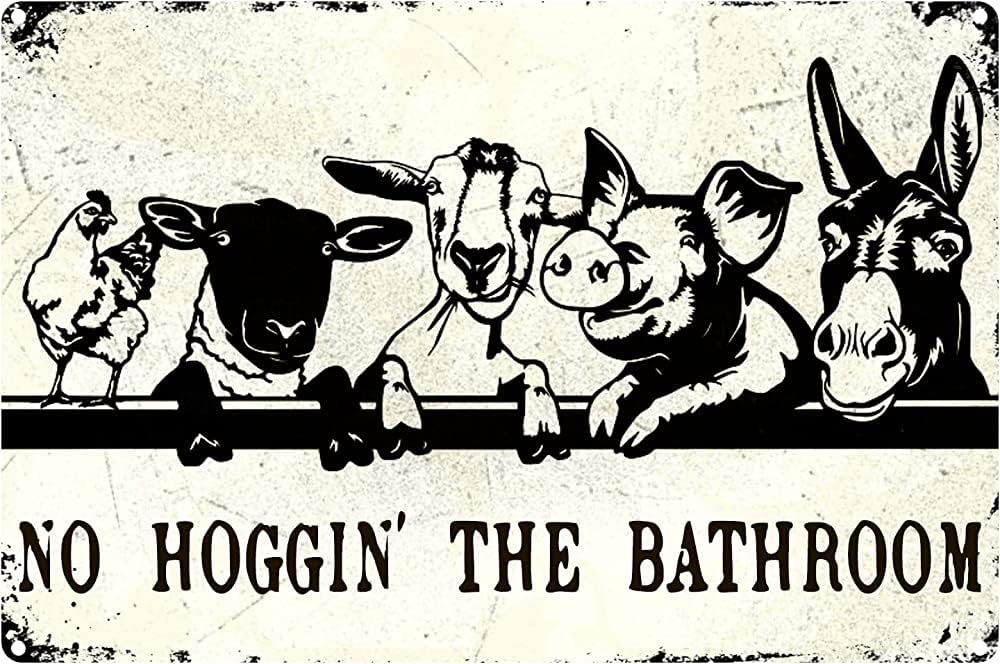 Amazon.com: UNBARD Funny No Hoggin The Bathroom Farm Animals Bathroom ...