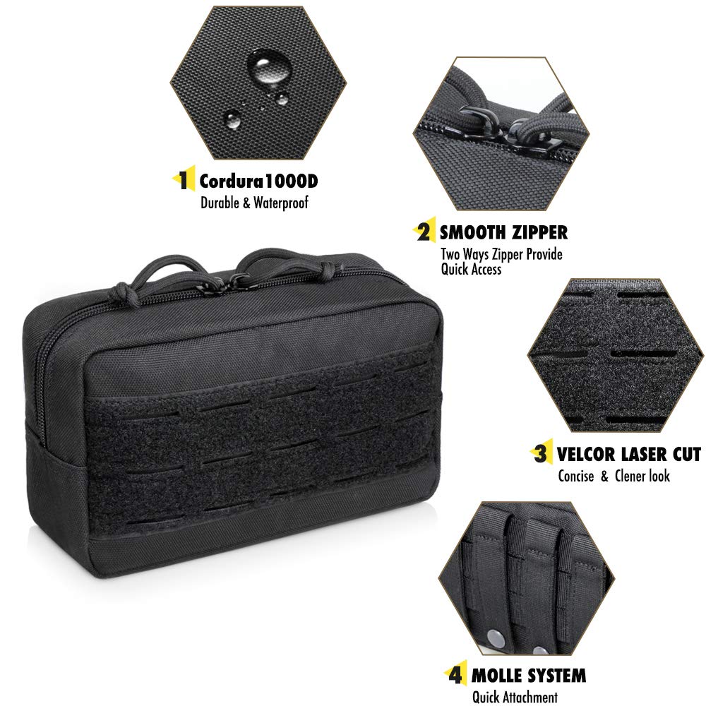 WYNEX Tactical MOLLE Utility Pouch, EDC Horizontal Admin Pouches Compact Tool Gear Bag Small ...