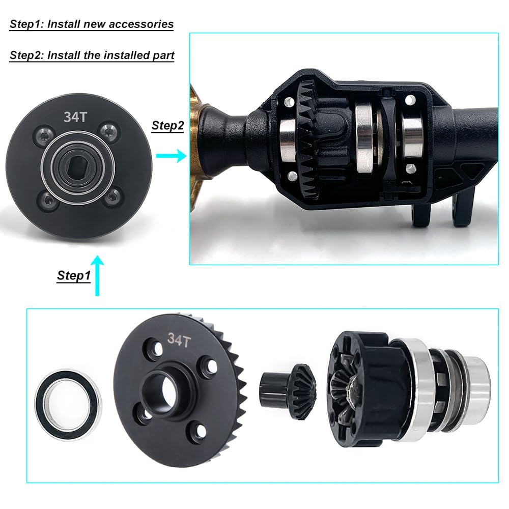 Snapklik.com : 11T/34T Differential Axle Gears Aluminum Alloy Stock ...