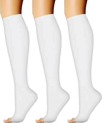 Amazon.com: CHARMKING 3 Pairs Open Toe Compression Socks for Women ...