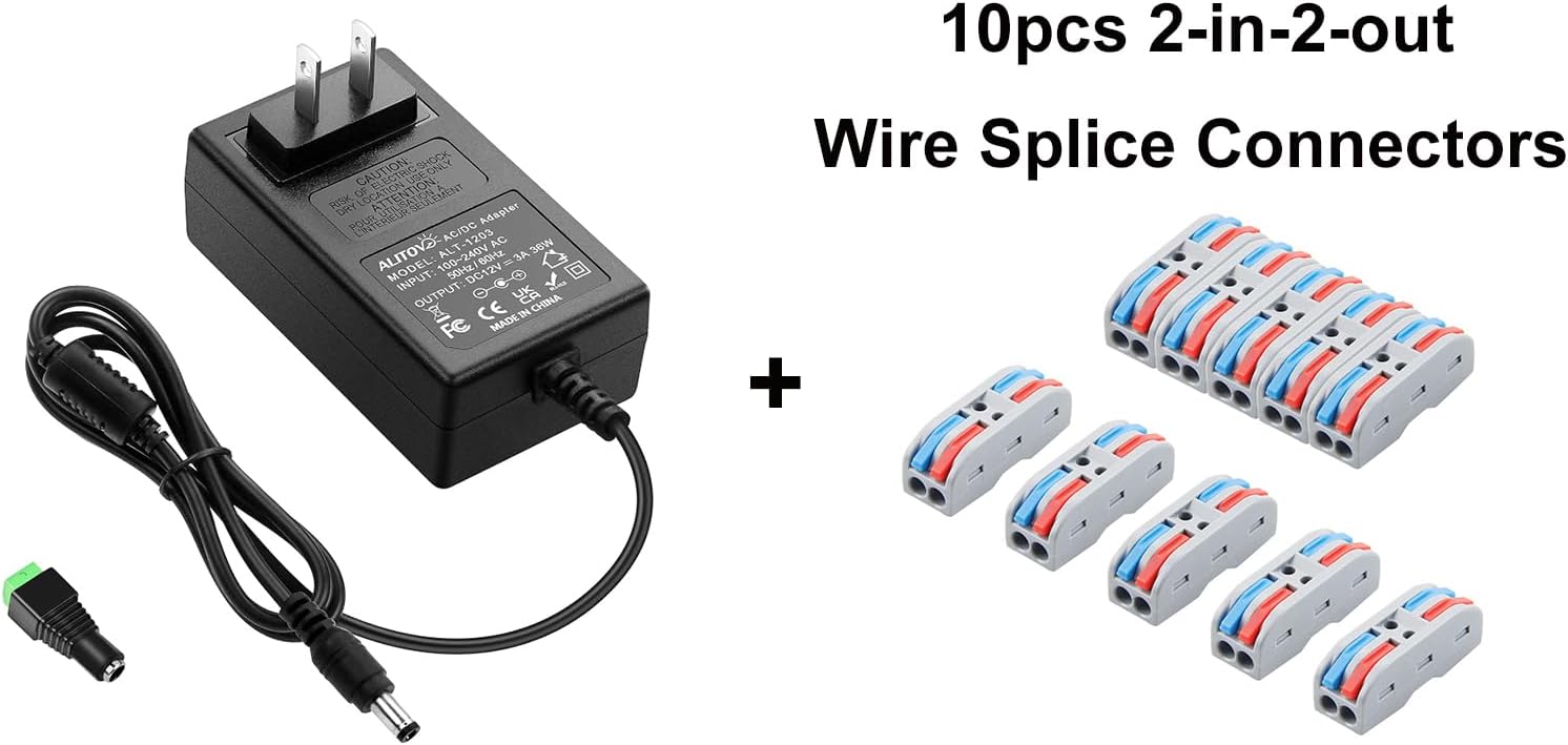 Amazon.com: ALITOVE 12V 3A Power Supply Adapter 100~240V AC to DC 12 ...