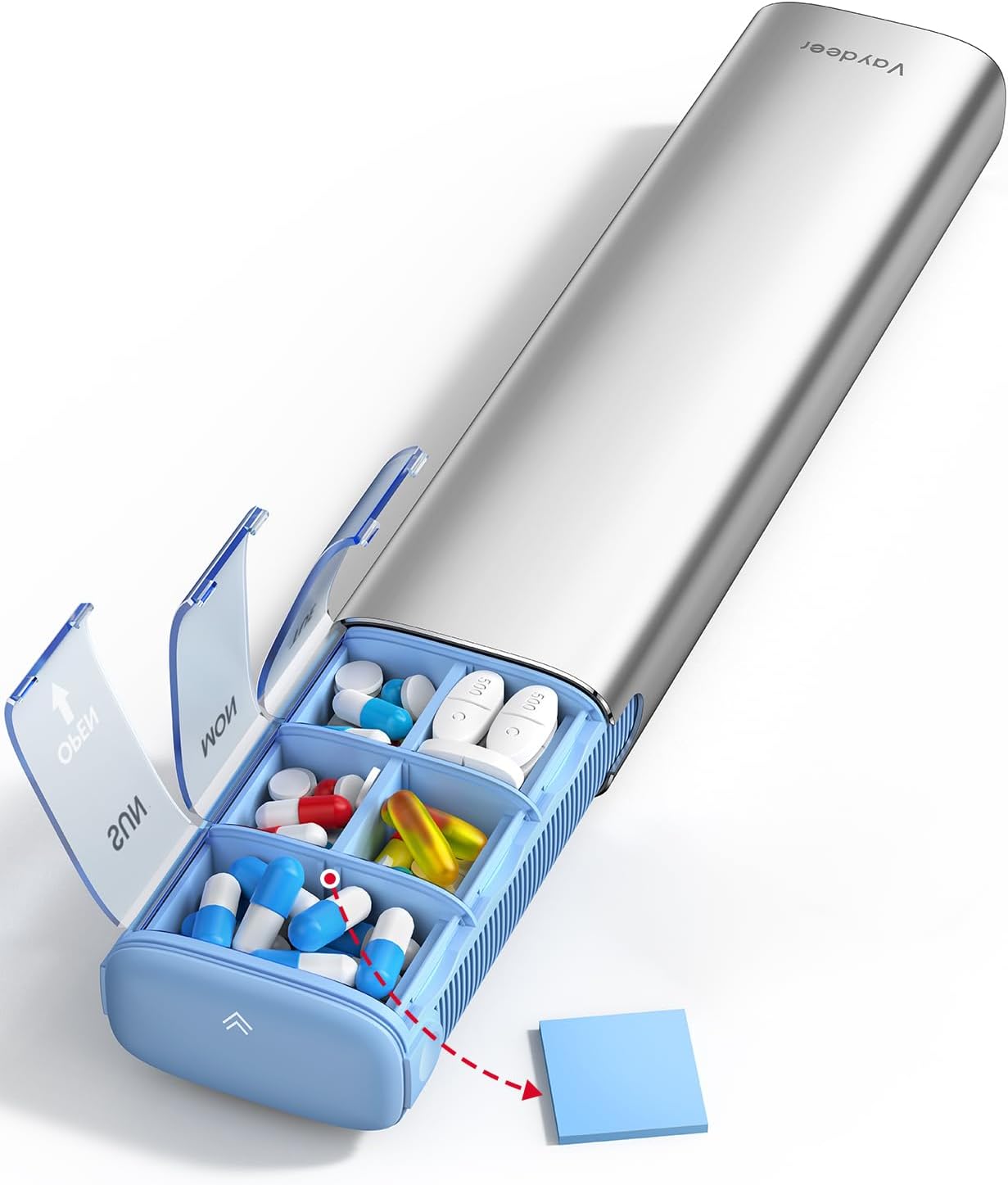 Amazon.com: HEIYING Pill Organizer with Aluminum Shell for One Week ...