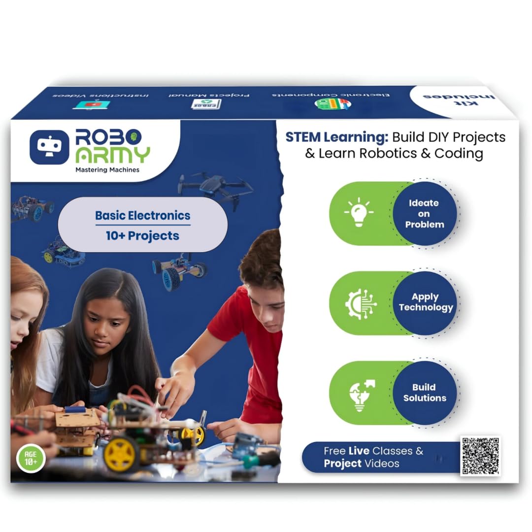 Buy RoboArmy Electronics Kit | 10+ DIY STEM Projects: Hand Sanitizer, Line Follower & More ...