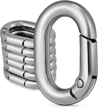 Amazon.com: 10Pcs Metal Spring Oval Rings Round Carabiner Key Ring Clip ...