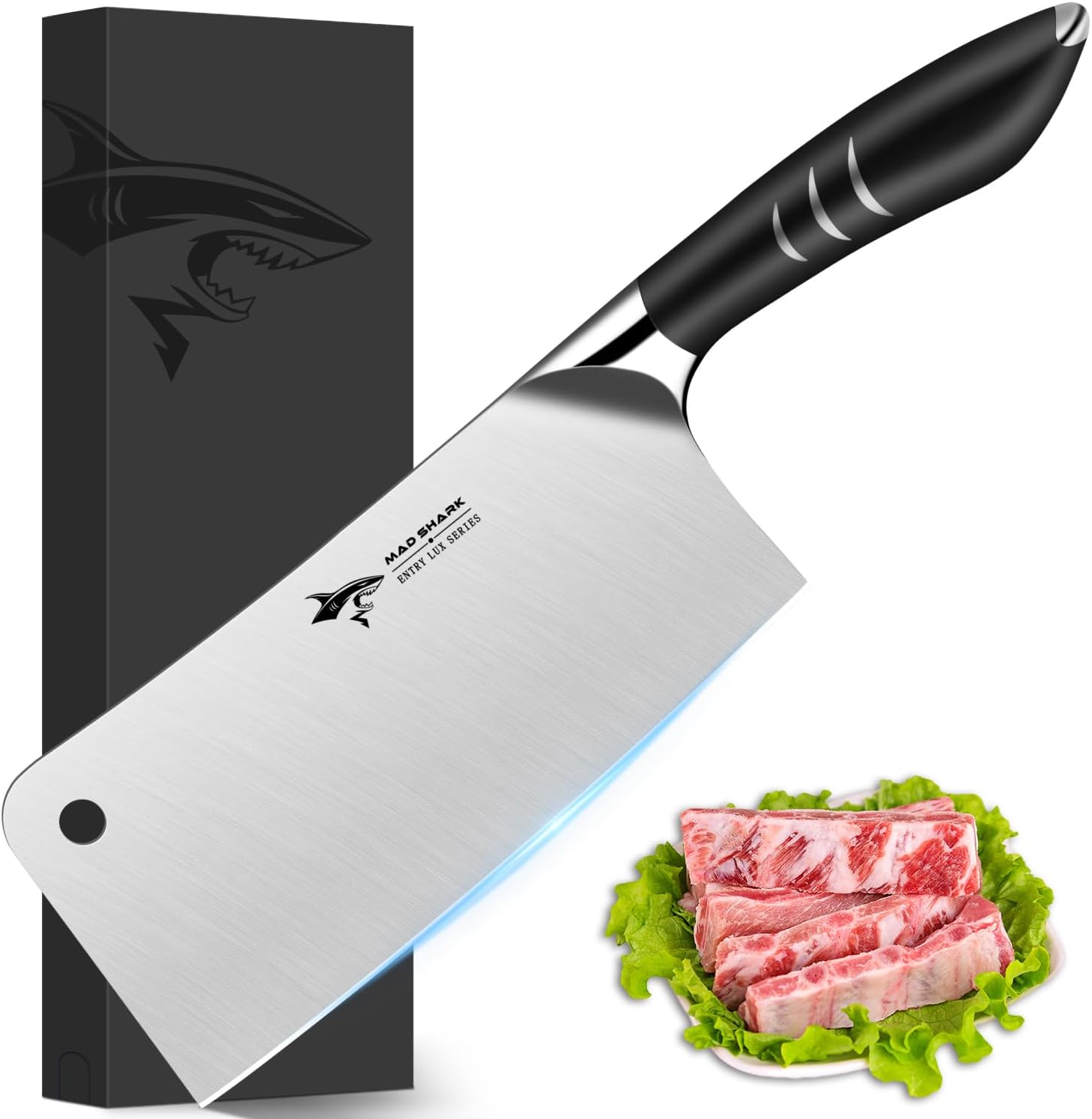 Amazon.com: MAD SHARK Meat Cleaver Heavy Duty Bone Chopper 7.5 Inch ...