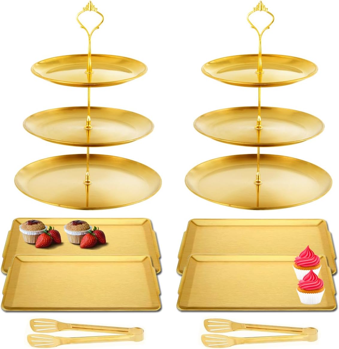 Amazon.com: 6PCS Gold Cupcake Stand Set, Stainless Steel Dessert Table ...