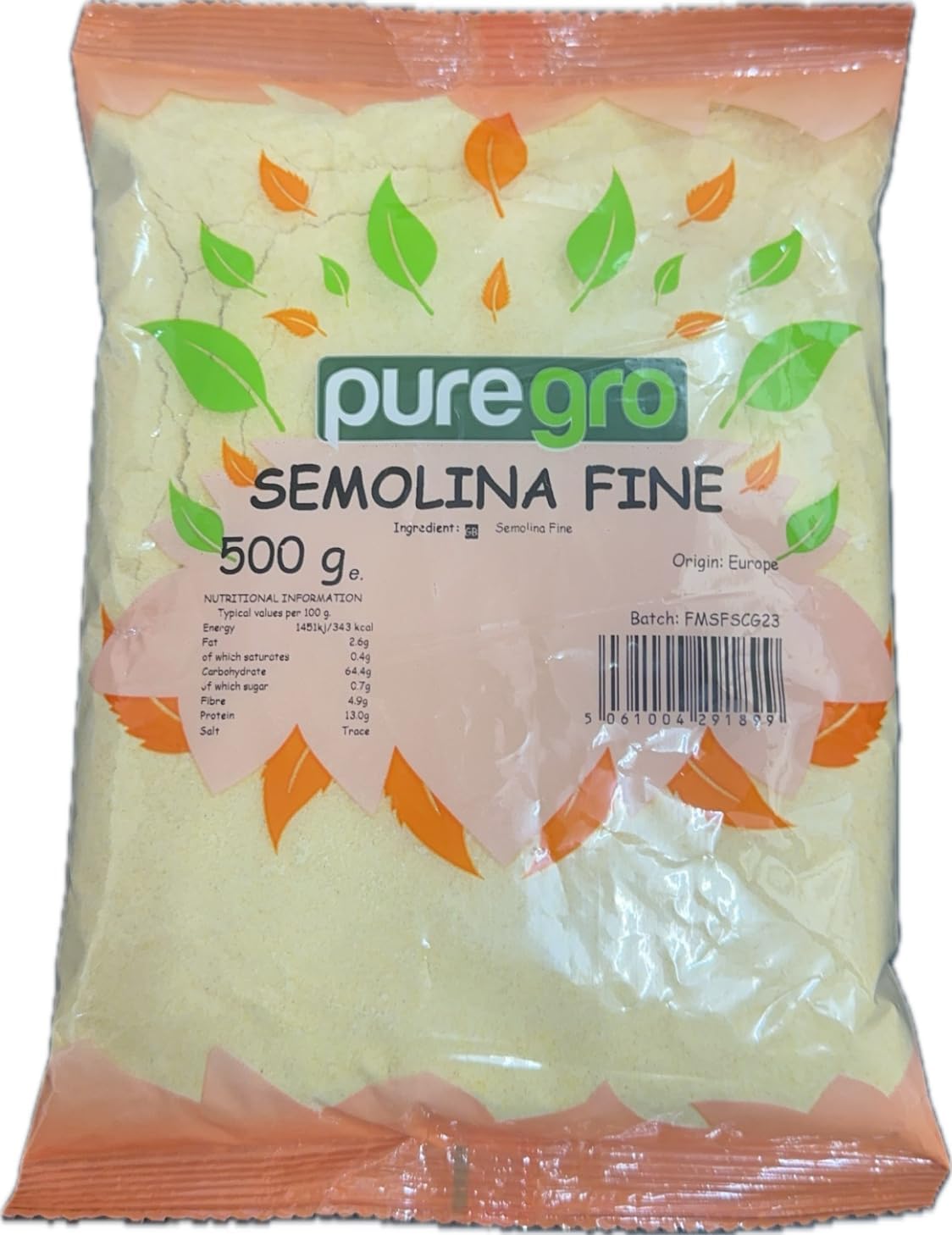 Puregro Semolina Fine 500g : Amazon.co.uk: Grocery