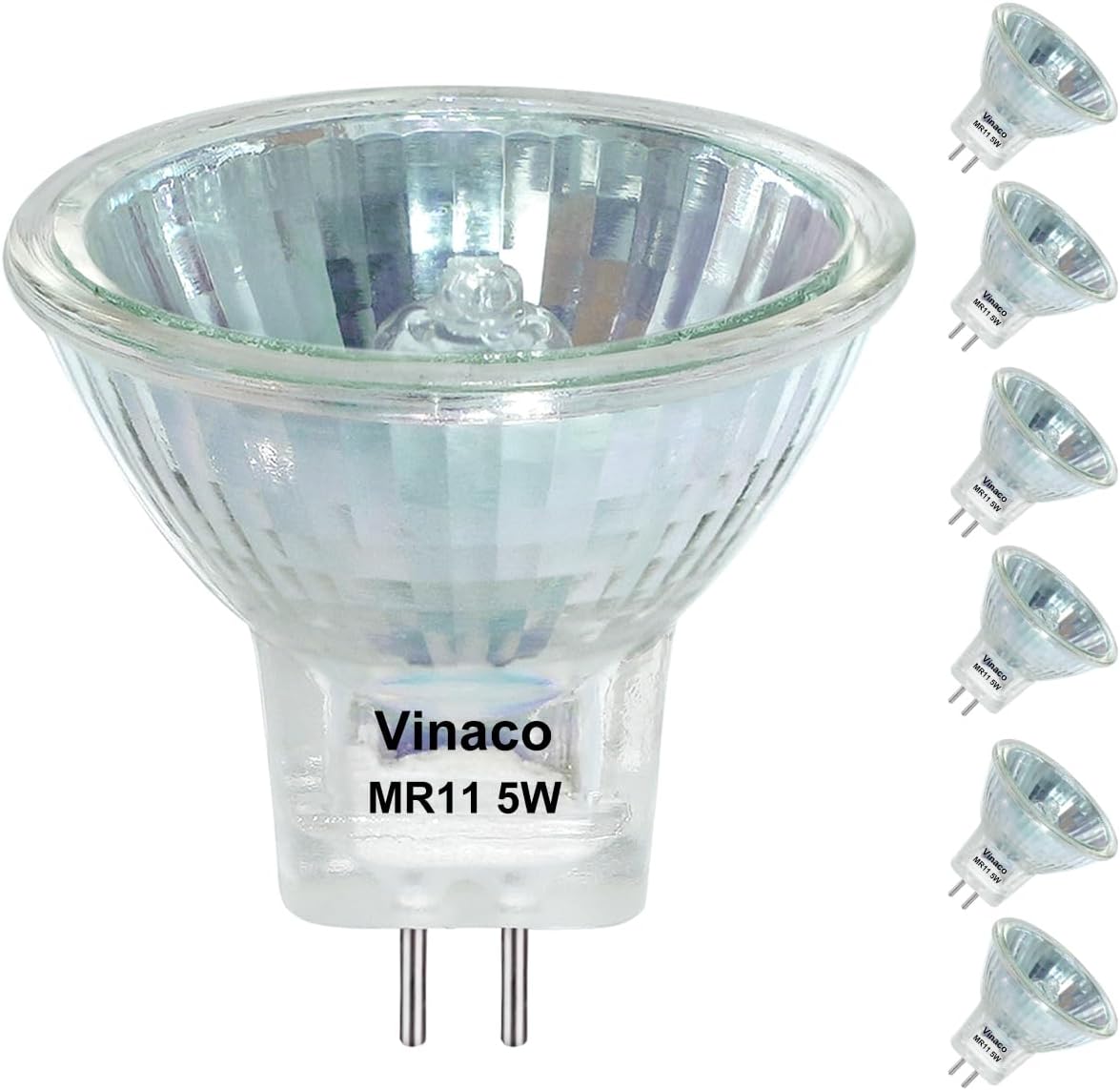 Vinaco GU4 Bulb 5W 12V, 6 Pack GU4 Base MR11 Halogen Bulb with Glass ...