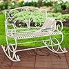 Amazon.com: Decorative Wrought Iron Outdoor Metal Rocking Bench ...