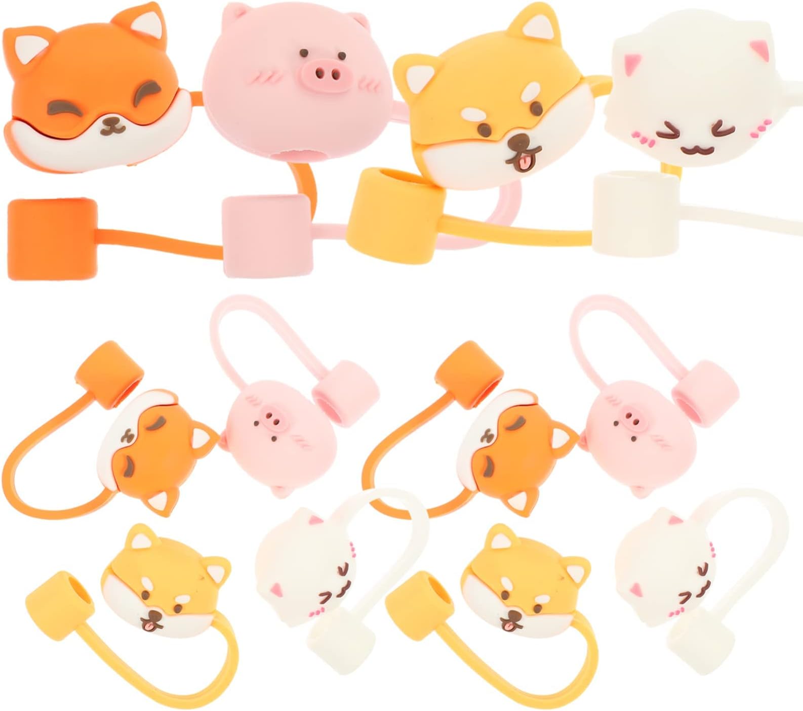 Amazon.com: Jutieuo 12Pcs Reusable Silicone Straw Covers, Cute Cartoon ...