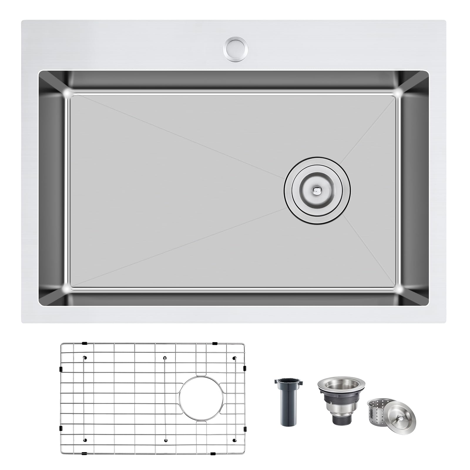 KINKIB 26 inch Drop-in Kitchen Sink Single Bowl, Topmount Kitchen Sink ...
