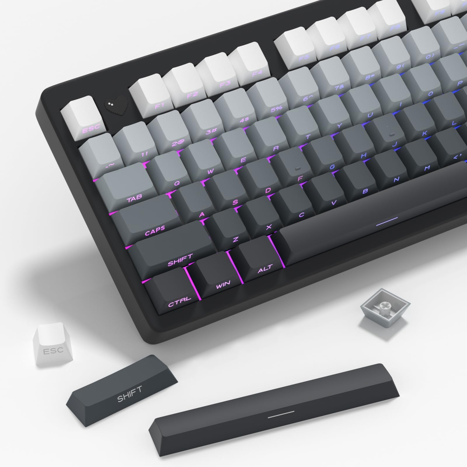 Amazon.com: KBDiy Side Print Shine Through Keycaps, 133 Keys PBT Double ...