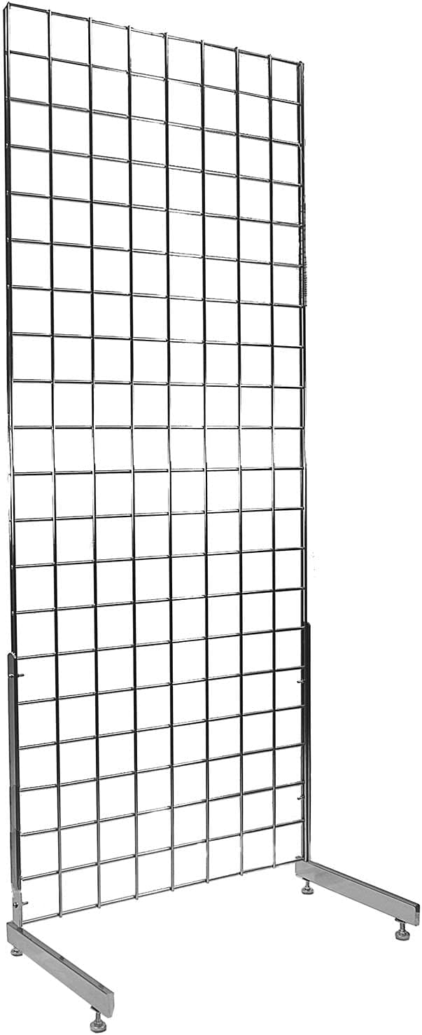 Grid Panel Stand - 1 Way Floor Standing Chrome Display Retail Shop ...