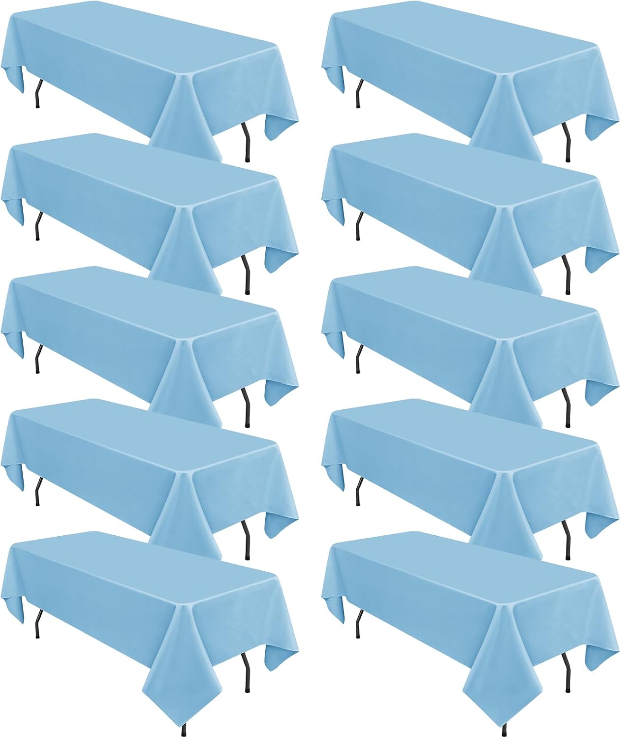 Amazon.com: REWOMC 10 Pack Light Blue Tablecloths for 6 Foot Rectangle ...