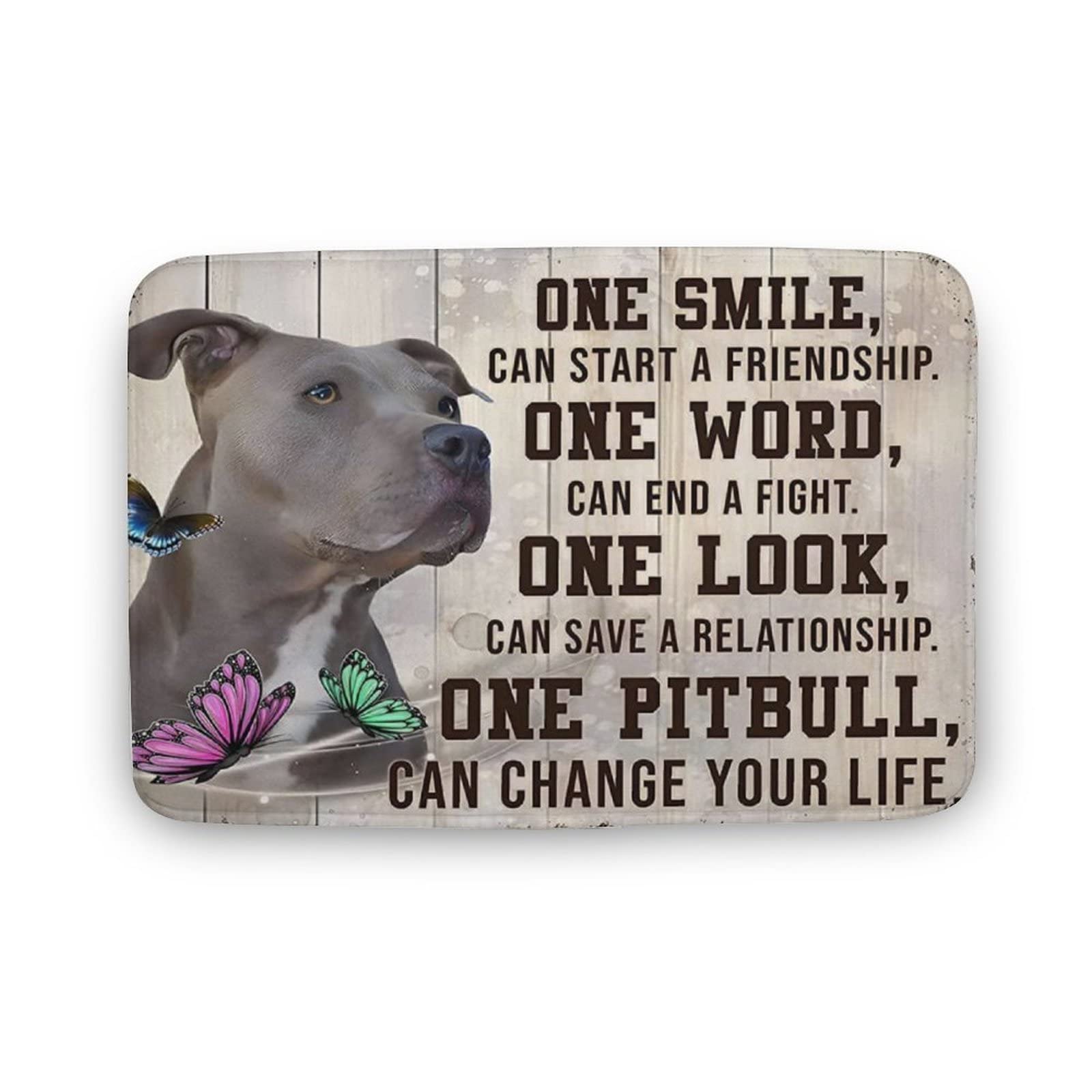 Amazon.com: One Smile Can Start A Friendship Pitbull Welcome Doormat ...