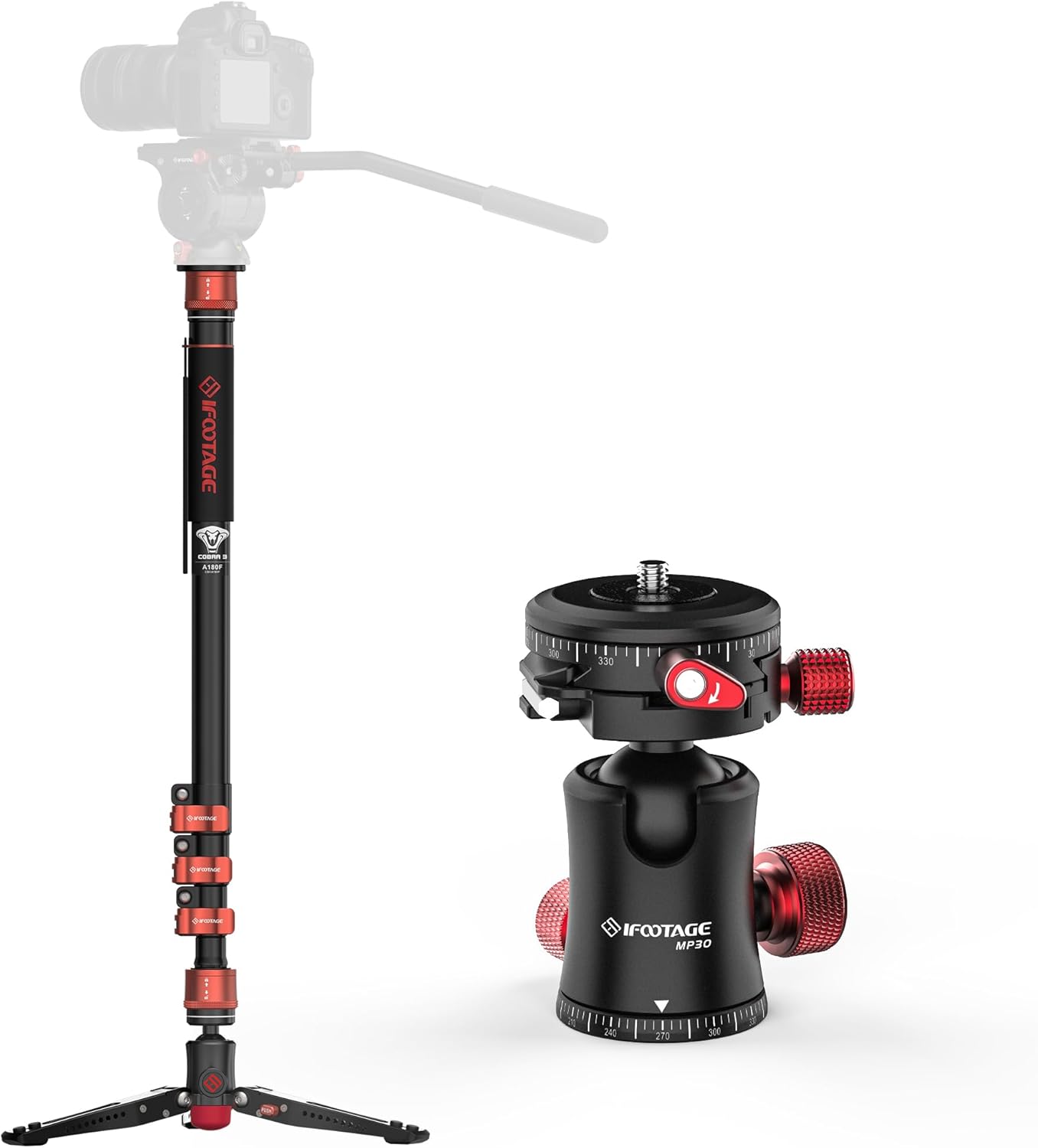 Amazon.com : IFOOTAGE Aluminum Monopod and Tripod Head MP30,IFOOTAGE ...